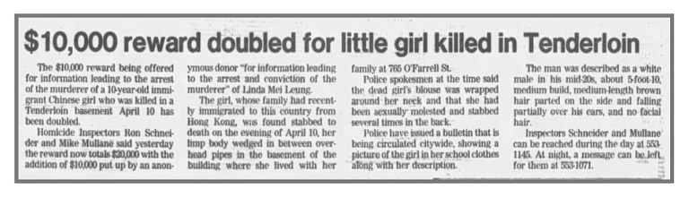 The Murder of Mei Leung – Expendable For A Cause.